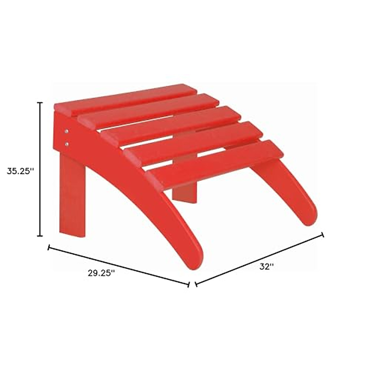 WO Home Furniture Adirondack Chair Outdoor Ottoman Set of 2 PCS Classic Patio Furniture (Red)