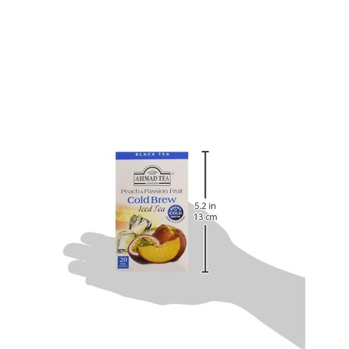 Ahmad Tea Black Tea, Cold Brew Peach and Passion Fruit Teabags, Iced Tea, 20 ct (Pack of 6) - Caffeinated and Sugar-Free