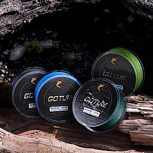 Goture X8 Braided Fishing Line - Ultra Thin Strong Sensitive Smooth and Zero Stretch Fishing Line, Super Abrasion Resistant Tournament Braided Lines - Blue, Black, Dark Green, Army Green- 20-80LB