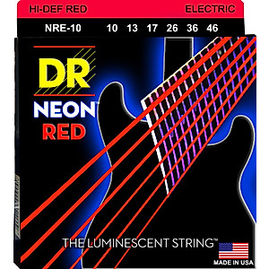 DR NRE10 Strings Hi-Def Neon Red Electric Medium