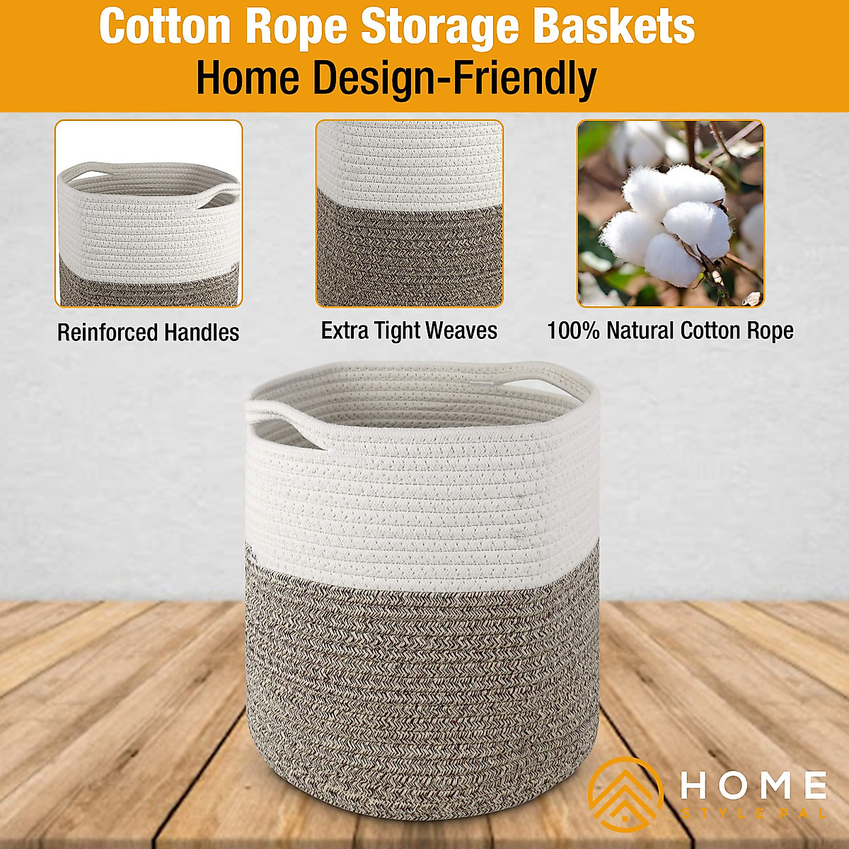 Cotton Rope Storage Baskets Set of 3 – Foldable Toddler Friendly - Holds Laundry Toys & Accessories – Decorative for Room or Shelf - Soft & Durable