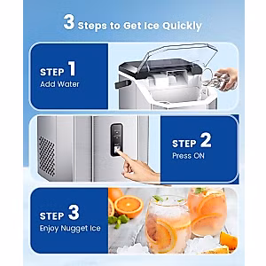 COWSAR Nugget Ice Maker Countertop, Chewable Nugget Ice Cubes Machine, Quick Ice Making 34Lbs/Day, Self-Cleaning, Portable Ice Machine for Home Kitchen Office Party