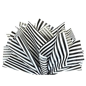 Flexicore Packaging | Black Stripe Gift Wrap Tissue Paper | Size: 15 Inch X 20 Inch | Count: 100 Sheets | Color: Black| DIY Craft, Art, Wrapping, Decorations
