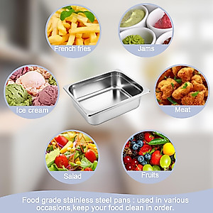 ORNKAT Hotel Pans Stainless Steel Steam Pan 4 Pack 1/2 Half Size 4.0"&6.0" Trays Household Restaurant Food Catering Tray Anti-jamming Bread Salad Table Pans