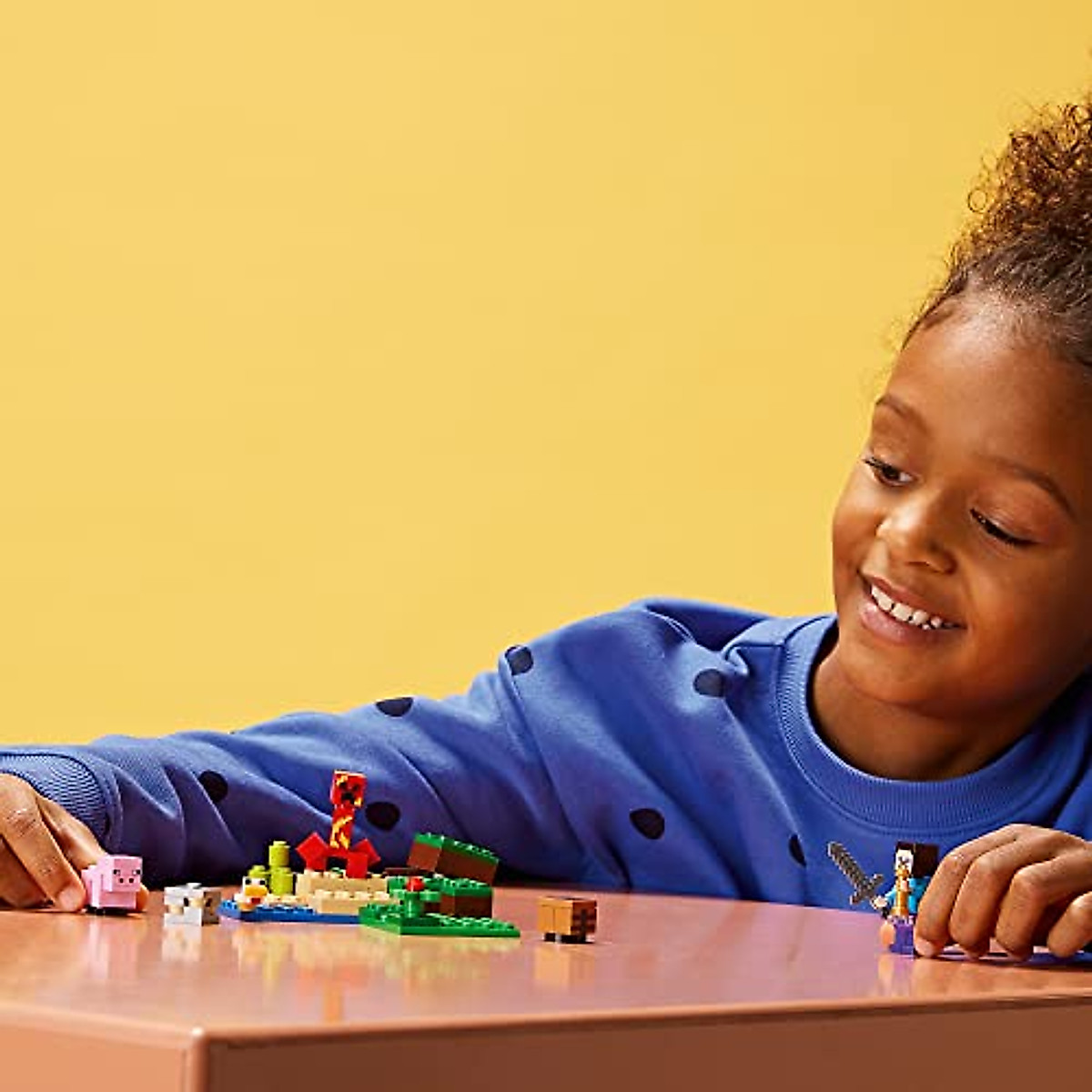 LEGO Minecraft The Creeper Ambush Building Toy 21177, Pretend Play Zombie Battle, Ore Mining and Animal Care with Steve, Baby Pig & Chicken Minifigures, Gift for Kids, Boys and Girls Age 7+ Years Old