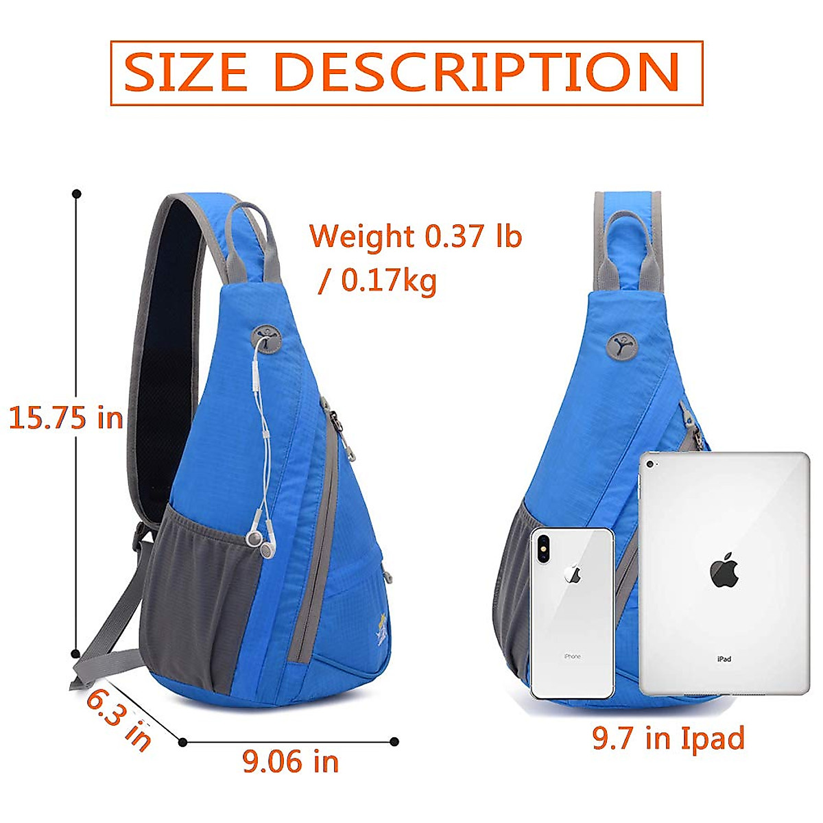 RedsGirl Outdoor Lightweight Waterproof Sling Backpack - Crossbody Shoulder Chest Bag Hiking Daypacks for Men Women Youth, Lake Green