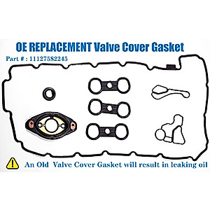 HIHIAV 11127582245 11127552280 Valve Cover Gasket &Gasket Maker 3oz,Camshaft Adjuster Eccentric Shaft Actuator Seal Oil Filter Housing Gasket BMW 128i 323i 328i 328xi 528xi 528i X3 X5 Z4 3.0L