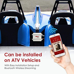 Pyle Auto 2-Channel Bridgeable Marine Amplifier - 200 Watt RMS 4 OHM Full Range Stereo w/ Wireless Bluetooth & Powerful Prime Speaker - High Crossover HD Music Audio Multi-Channel System