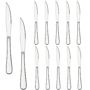DAFU Stainless Steel Dinner Knives Silverware Cutlery Table Knives Mirror Polished Dishwasher Safe - Pack of 12 （Silver 9 Inches）