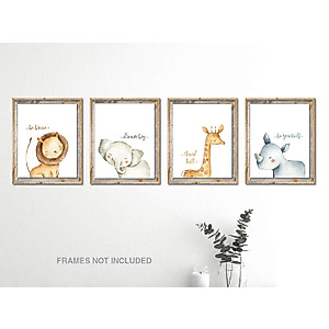 Confetti Fox Safari Animals Nursery Wall Art, Zoo Little Boy's Room, Baby Girl Toddler Kid's Decor Quotes (8x10 Unframed Set of 4 Prints)