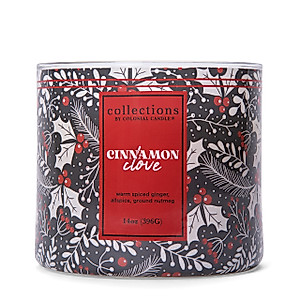 Colonial Candle Cinnamon Clove Scented Jar Candle, Holiday Deco Collection, 3 Wick, Red, 14 oz - Up to 60 Hours Burn