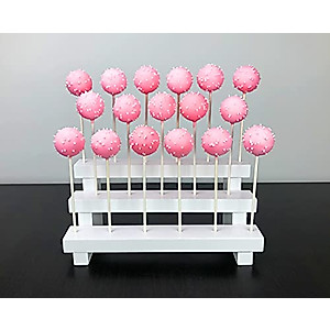 Cake Pop Stand Display Riser - 3 Tier Wood Lollipop Holder, 17 Hole Sucker Stand for Dessert Table of Wedding, Birthday Party - White, Collapsible, Fit 5/32" (4mm) Lollipop Sticks
