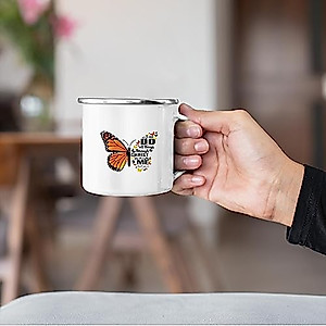 Philippians 413 Butterfly Christ Bible Verse Gift Idea 12oz Enamel Silver Mug