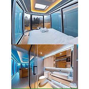 Generic Tiny Prefab House. Container Movable House. Solar Powered Mobile Container House Modular Guest House.40 and 20 ft 2 Spacious Bedroom + Luxury Shower Bathroom+Kitchen Space (20 ft), White