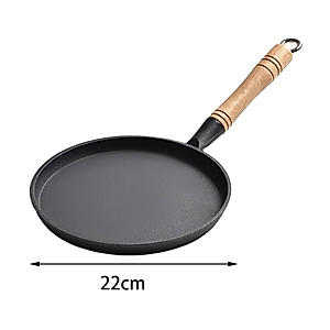 Cooking Omelette Pan Kitchen Breakfast Pan Multifunctional Steak Grill Pan Round Griddle Pans Cast Iron Frying Pan for Outdoor Party Kitchen, 22cm