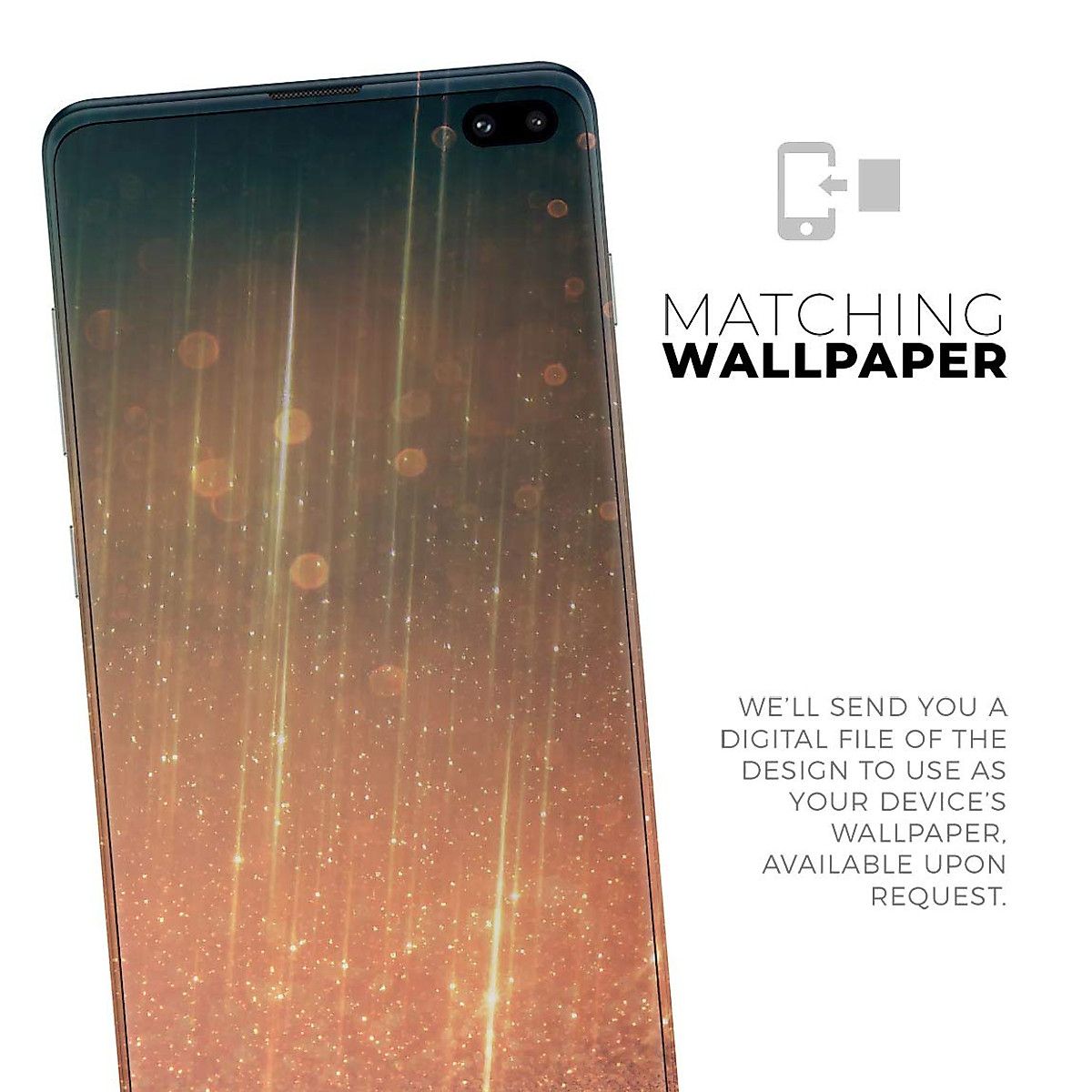 DesignSkinz Orange Scratched Surface with Gold Beams Protective Vinyl Decal Wrap Skin Cover Compatible with The Samsung Galaxy S20 (Screen Trim & Back Glass Skin)