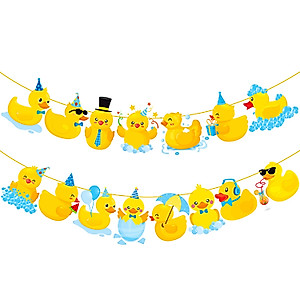 Duck Party Banners 2Pcs Rubber Duck Party Decorations Duck Birthday Party Decorations Duck Cutout Banners for Yellow Rubber Duck Baby Shower Party Supplies