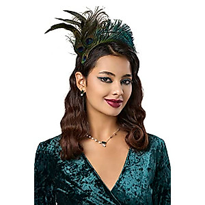 BABEYOND Fascinator Hat Veil Feather Fascinator Hair Clip Tea Party Pillbox Derby Hat Fascinator Mesh Bridal Wedding Veil Peacock Green