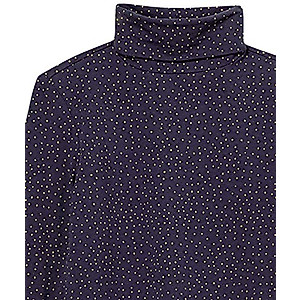 Amazon Essentials Women's Long-Sleeve Turtleneck (Available in Plus Size), Camel Navy Dots, Medium