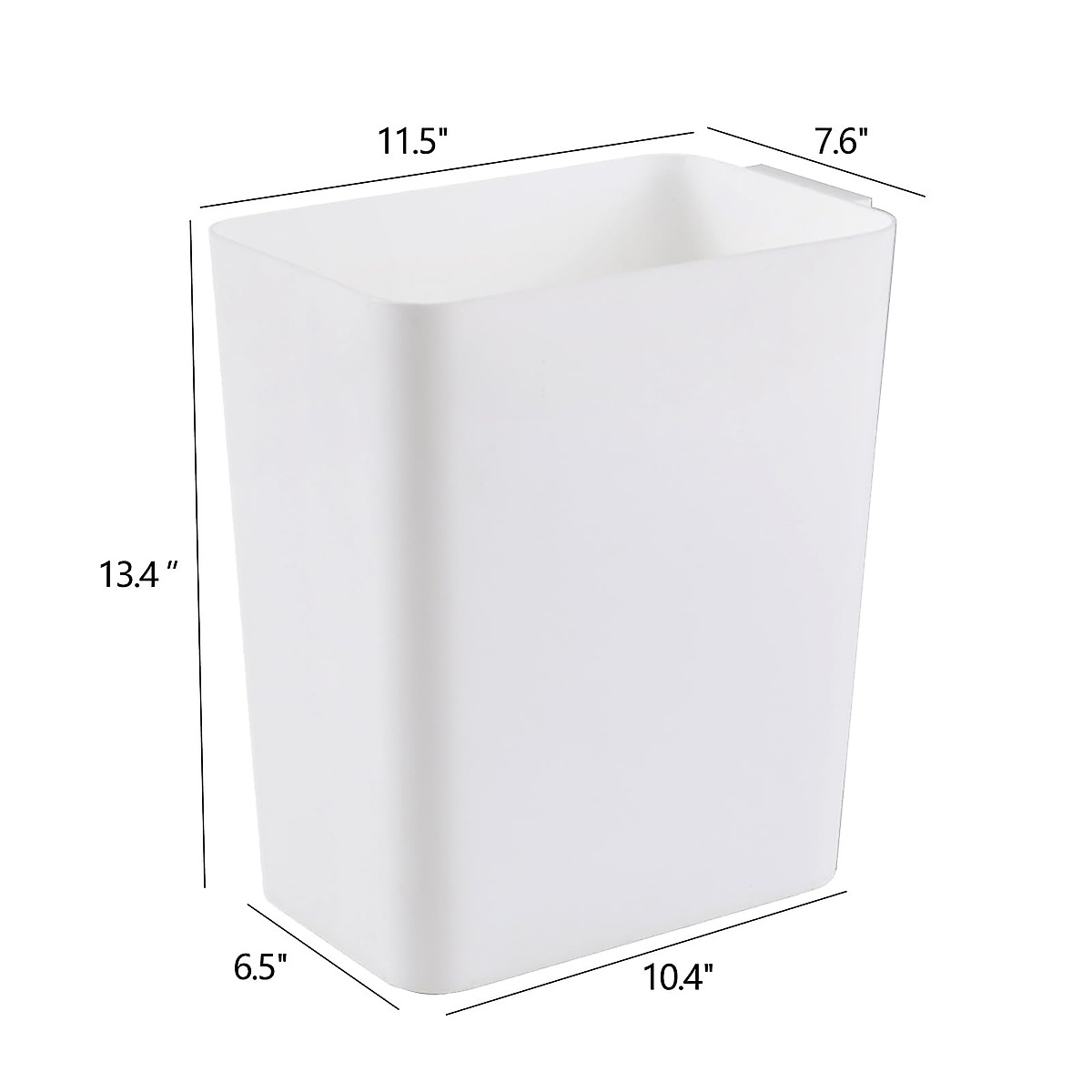 Kiddream 3 Pack 4.5 Gallon Deskside Wastebasket, Plastic Slim Trash Can, White