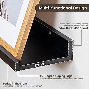 FLYJOE Picture Ledge Wall Shelves 48 inch Width Set of 4, Rustic Large Long Floating Ledge Shelves for Wall for Kid's Room Bedroom Kitchen Bathroom Living Room Nursery Display Wall Decor, Black