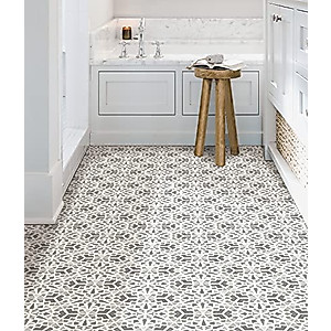 FloorPops 9" x 10.4" Ribera Peel & Stick Hexagon Vinyl Floor Tiles (10 Tiles), (4.5 sqft/Carton), Gray