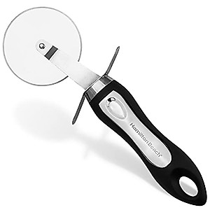 Hamilton Beach Pizza Cutter 8in soft touch handle, Premium Stainless Steel Pizza Slicer, Easy to Clean & Cut Pizza Wheel - Super Sharp, Non-Slip Handle & Dishwasher Friendly ? Black