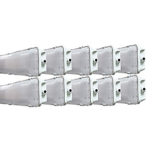 Orilis 2 FT 6500K 36W LED Vapor Tight Lights | Commercial Indoor/Outdoor Hardwired IP65 Waterproof Fixtures | 3600 Lumens | Detachable LED Strips (10-Pack)