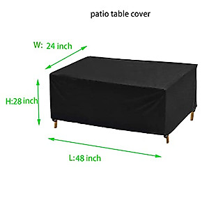 YWWQYBYQ Outdoor Coffee Table Cover,48"(L) x 24"(W) x 28"(H),Outdoor Lawn Waterproof Garden Furniture Cover,Durable Windproof, Fits Rectangle Patio Table
