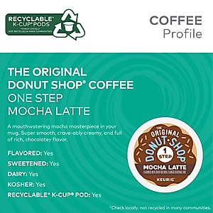 The Original Donut Shop Mocha Latte, Single Serve Coffee K-Cup Pod, Flavored Coffee, 60 Count (6 Packs of 10)