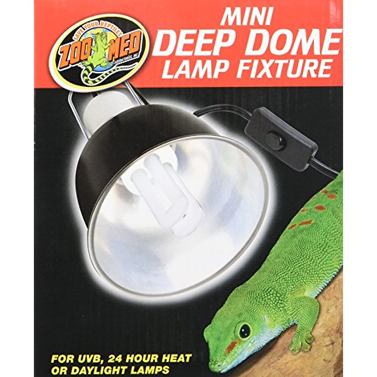Zoo Med Mini Deep Dome Lamp Fixture with 5.5-Inch Dome, Black