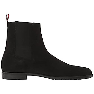 HUGO Mens Smooth Suede Pull On Chelsea Boot Hunting Shoe, Black Oil, 7.5 US