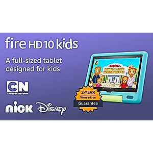 Amazon Fire HD 10 Kids tablet, 10.1", 1080p Full HD, ages 3–7, 32 GB, Aquamarine