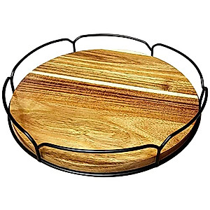 Acacia Wood Lazy Susan,13”Lazy Susan Organizer for Table-Solid Wooden Lazy Susan Organizer for Cabinet-Kitchen Turntable Storage Food Bins Container for Pantry, Counter top (13 inch)