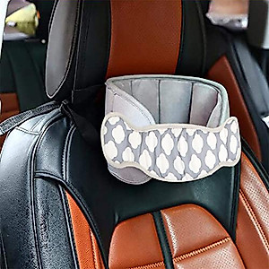 vocheer Baby Car Seat Head Support Band, Adjustable Carseat Sleep Nap Aid Holder Belt Head Protection Strap for Kids 1-5 Years Old Gray