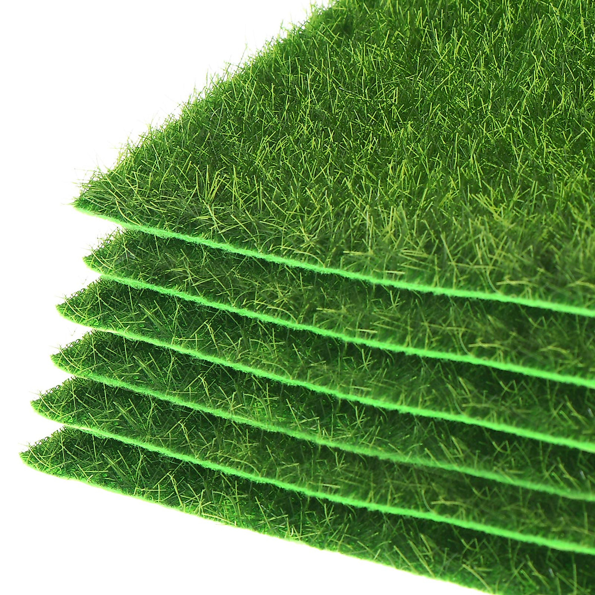Ioffersuper 10Pcs Artificial Garden Grass Lawn 6 x 6 Inches Life-Like Fairy Turfs Grass Lawn Miniature Ornament for DIY Holiday Village Farm Craft Displays Landscape Dollhouse Grass Decoration