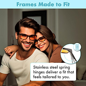 Orange Blue Light Blocking Glasses for Better Sleep - 99.5% Premium Acetate Computer Migraine Glasses for Women & Men - Amber Gaming Glasses - TV Blue Light Blockers Gamer Glasses for Eye Strain