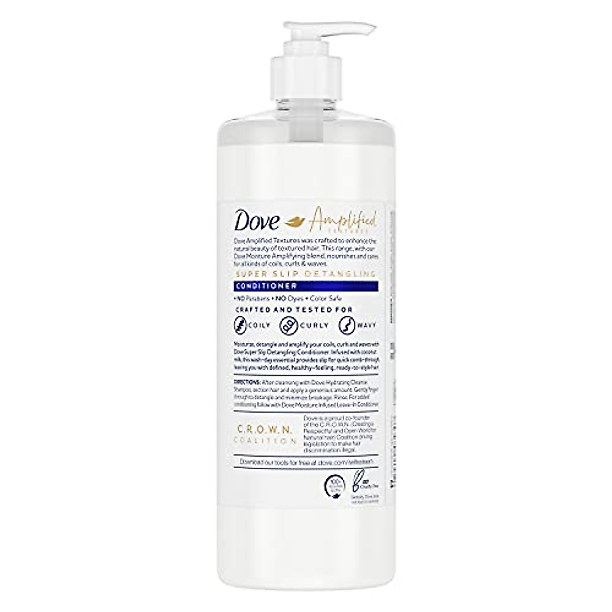 Dove Amplified Textures Deep Moisture Detangling Conditioner for Coils, Curls, and Waves Coconut Milk Hair Moisture Amplifying Hair Care Blend 32.3 oz
