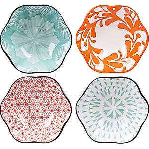 VanEnjoy Modern Style Ceramic Japanese Dipping Bowl Soy Sauce Seasoning Dishes Soy Dipping Sauce Dishes Set of 4