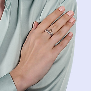 Jewelili Enchanted Disney Fine Jewelry Sterling Silver and 10k Rose Gold 1/10 Cttw Diamond Ariel Shell Tiara Ring Size 6