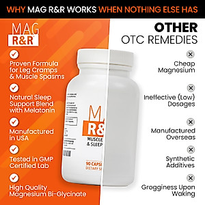 SaltWrap Mag R&R - Nighttime Muscle Cramps Support, Natural Sleep Support for Adults with Magnesium Glycinate for Muscle Spasm and Leg Cramps Relief, 90 Capsules