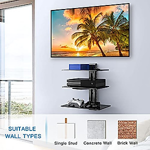 Floating Wall Mounted Shelf AV Mount Shelf - PERLESMITH Full Motion TV Wall Mount