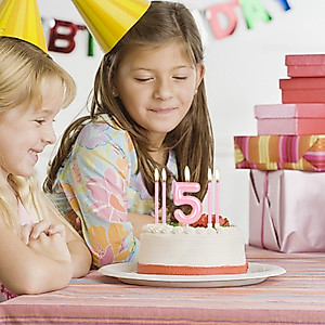 iNINGER Baby Pink 8th Birthday Number Candles,Pink Long Stick Candles,Number 8 Candle Cake Cupcake Toppers for Girls,Pink Candles for Cake,Birthday Party 8th Wedding Anniversary Decorations