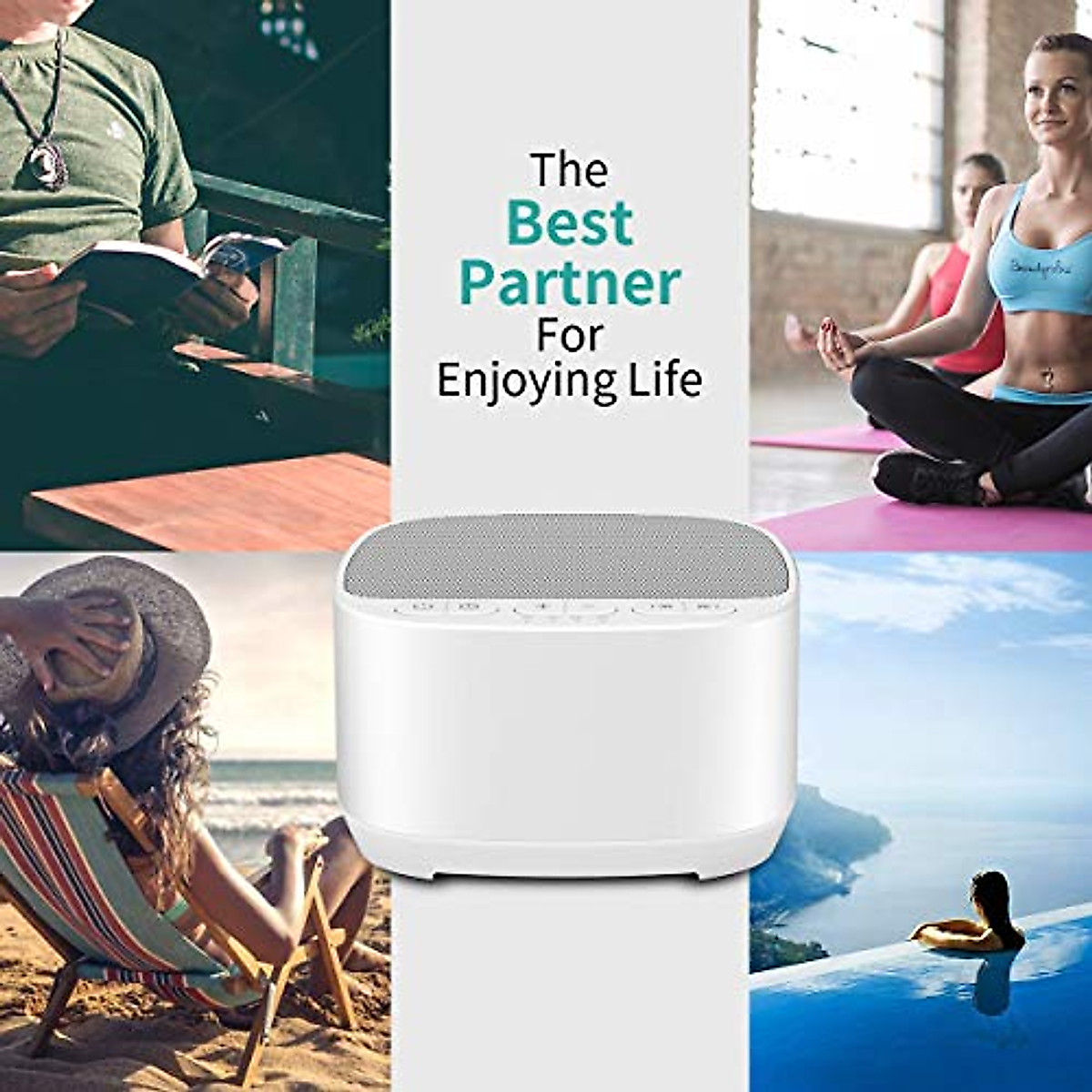 Magicteam Sleep Sound White Noise Machine with Natural Soothing Sounds and Memory Function 32 Levels of Volume Powered by AC or USB and Sleep Timer Sound Therapy for Baby Kids Adults (B-White)