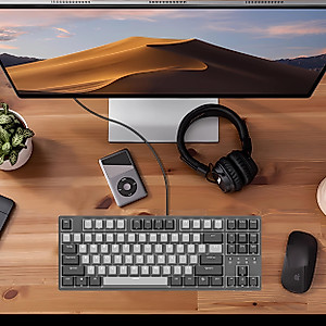 DURGOD K320 Corona White Backlit TKL Mechanical Keyboard | 87 Keys Tenkeyless | USB C Wired | Doubleshot PBT Keycaps | Programmable Keys | NKRO Rollover | Windows & Mac (Corona, Cherry Brown)