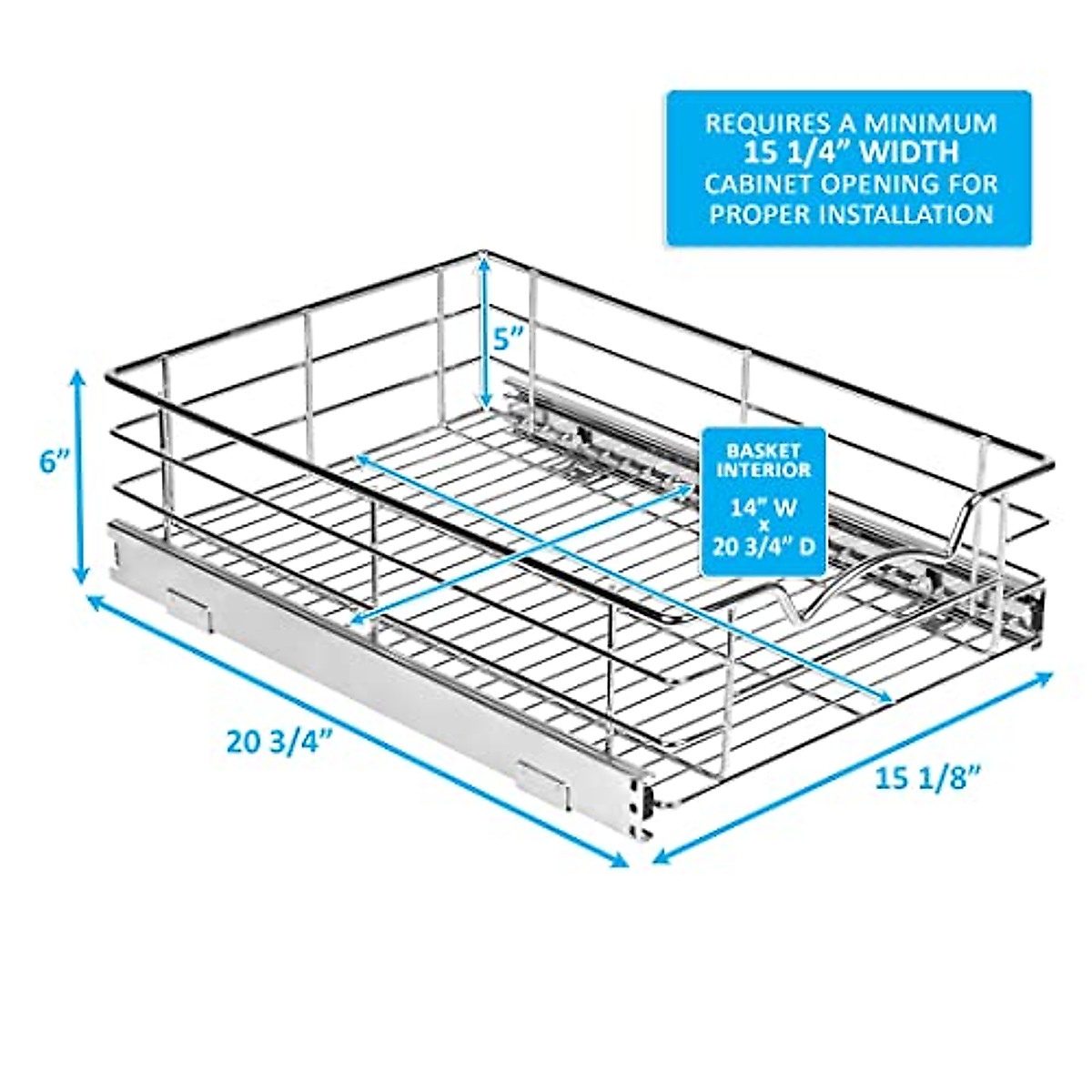 HOLDN’ STORAGE Pull Out Cabinet Organizers – 5” High Slide Pull Out Drawers for Kitchen Cabinets – Heavy Duty-with 5 Year Limited Warranty – Basket Size 14"W x 21"D x 5"H