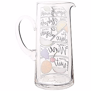 Mud Pie Sangria Glass Pitcher, 67 oz | Spoon 10", Clear