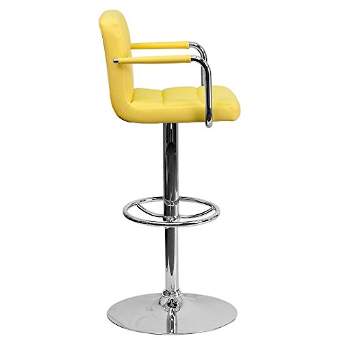 KLS14 Modern Barstools Hydraulic Adjustable Height 360-Degree Swivel Seat Sturdy Steel Frame Padded Cushion Seat Dining Chair Bar Pub Stool Home Office Furniture - Set of 2 Yellow #1978