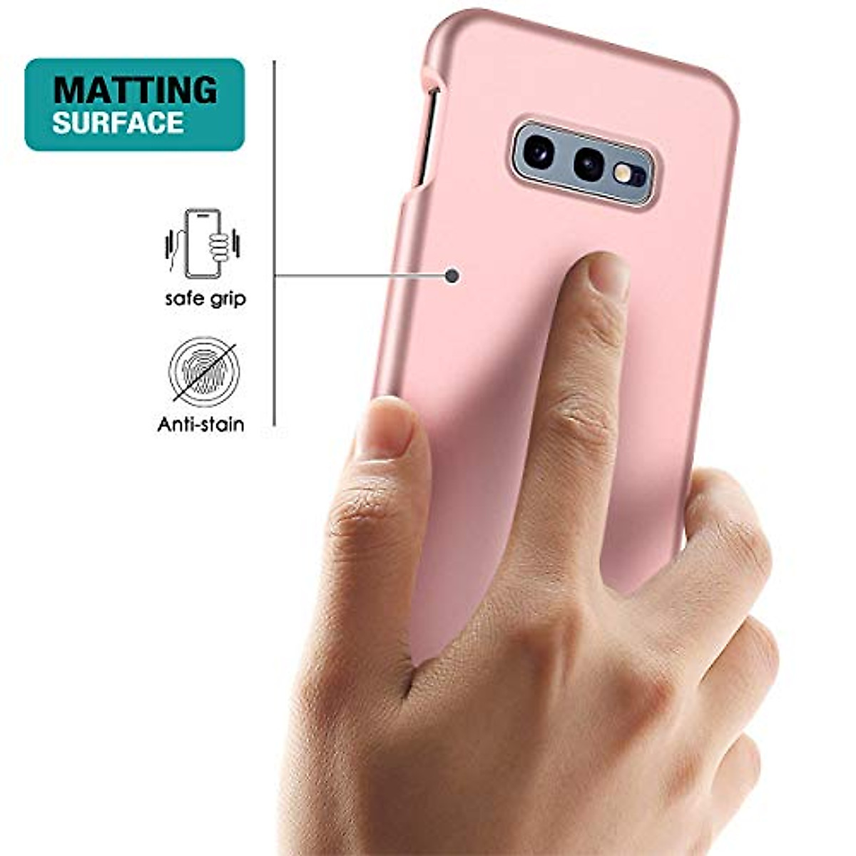 SURITCH Case for Samsung Galaxy S10e,【Built in Screen Protector】【Support Wireless Charging】 Rugged Back Cover Hybrid Bumper 360 Protective Case Matte Shockproof for S10e Case 5.8"(Rose Gold)