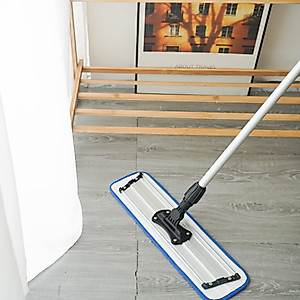 Matthew 18'' Microfiber Mop Replacement Pads for Wet Dry Reusable Mops Floor Home Commercial Cleaning Refills, Machine Washable Compatible with Bona Mop&Any Microfiber Flat Mop System Blue (3 Pack)